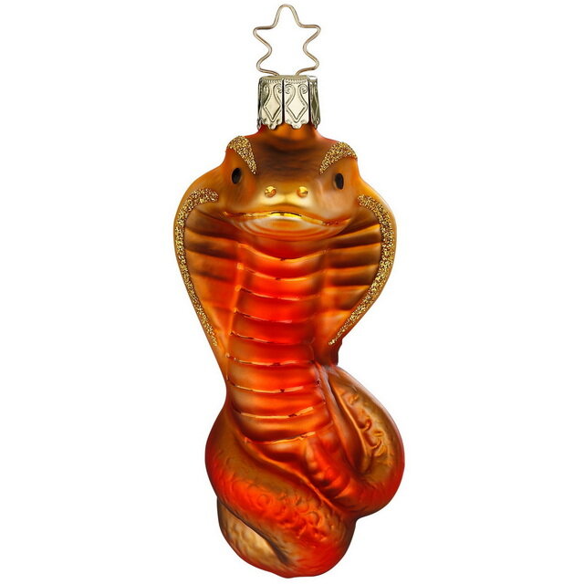 Стеклянная елочная игрушка Змея Искорка 10 см, Inge Glas (Инге Глас), 10041S025