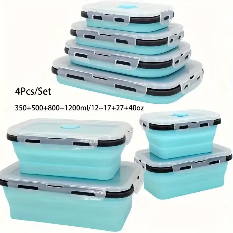 Силиконовые ланч-боксы 4шт, Blue Gray