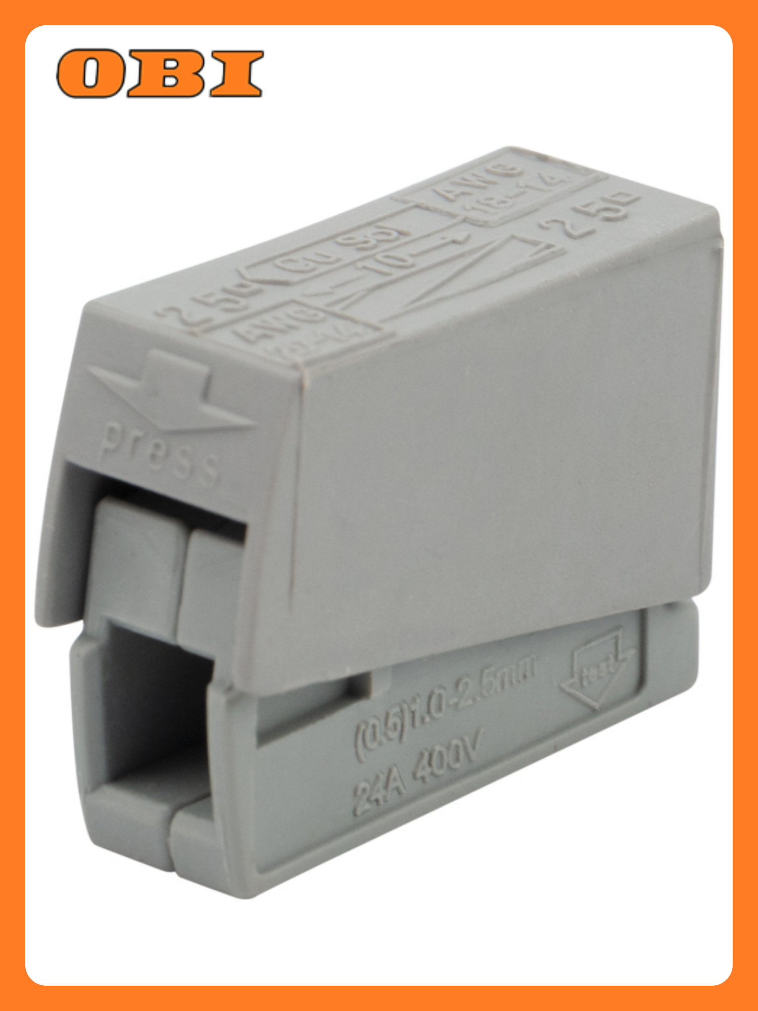 Строительно-монтажная клемма СМК 224-101 для светильника на 1 проводник (1,0-2,5)/(0,5-2,5) мм², серая (10 шт./уп.) REXANT