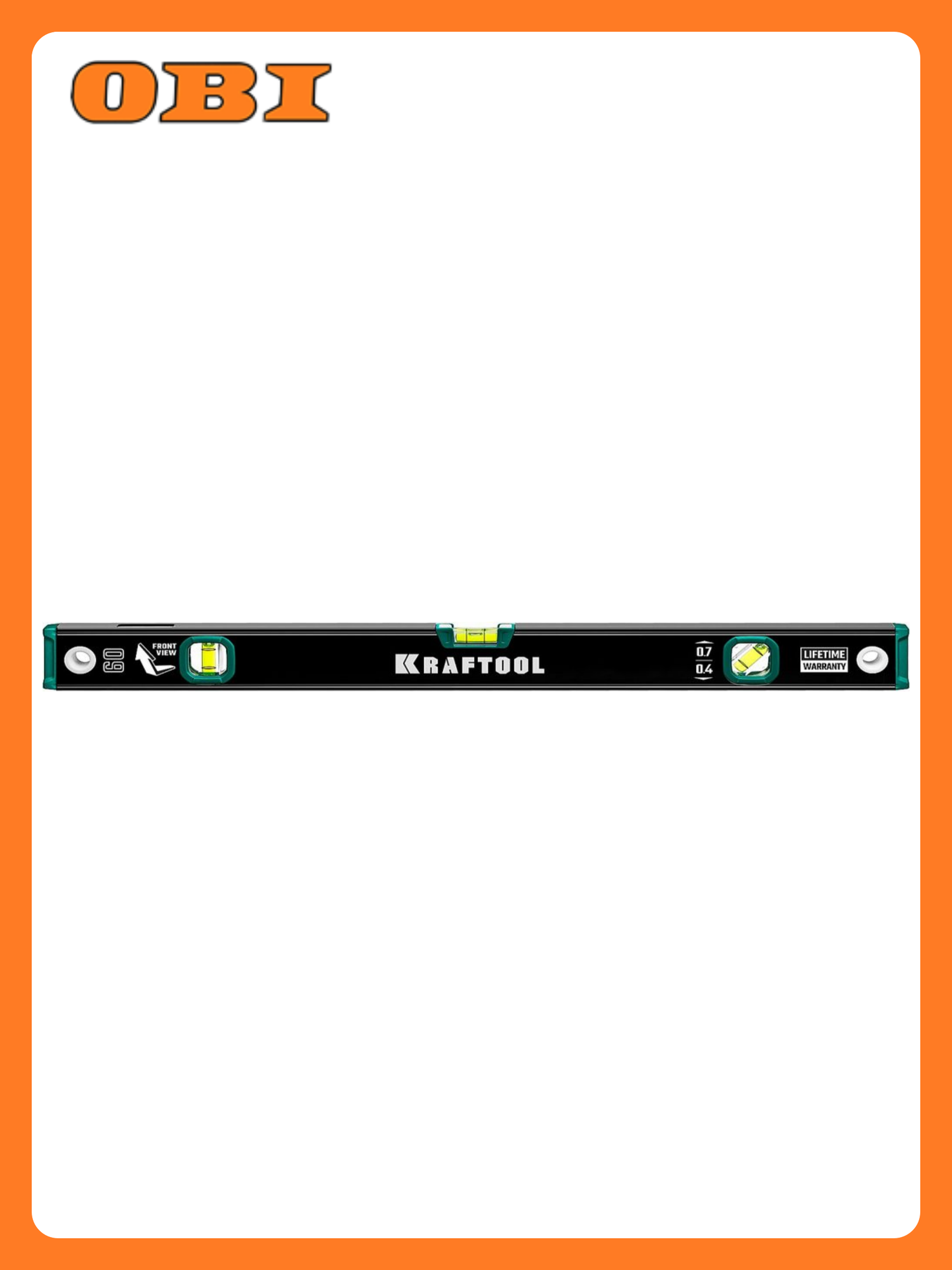 Уровень Kraftool, коробчатый, фрезерованная грань, зеркальный глазок, 60 см