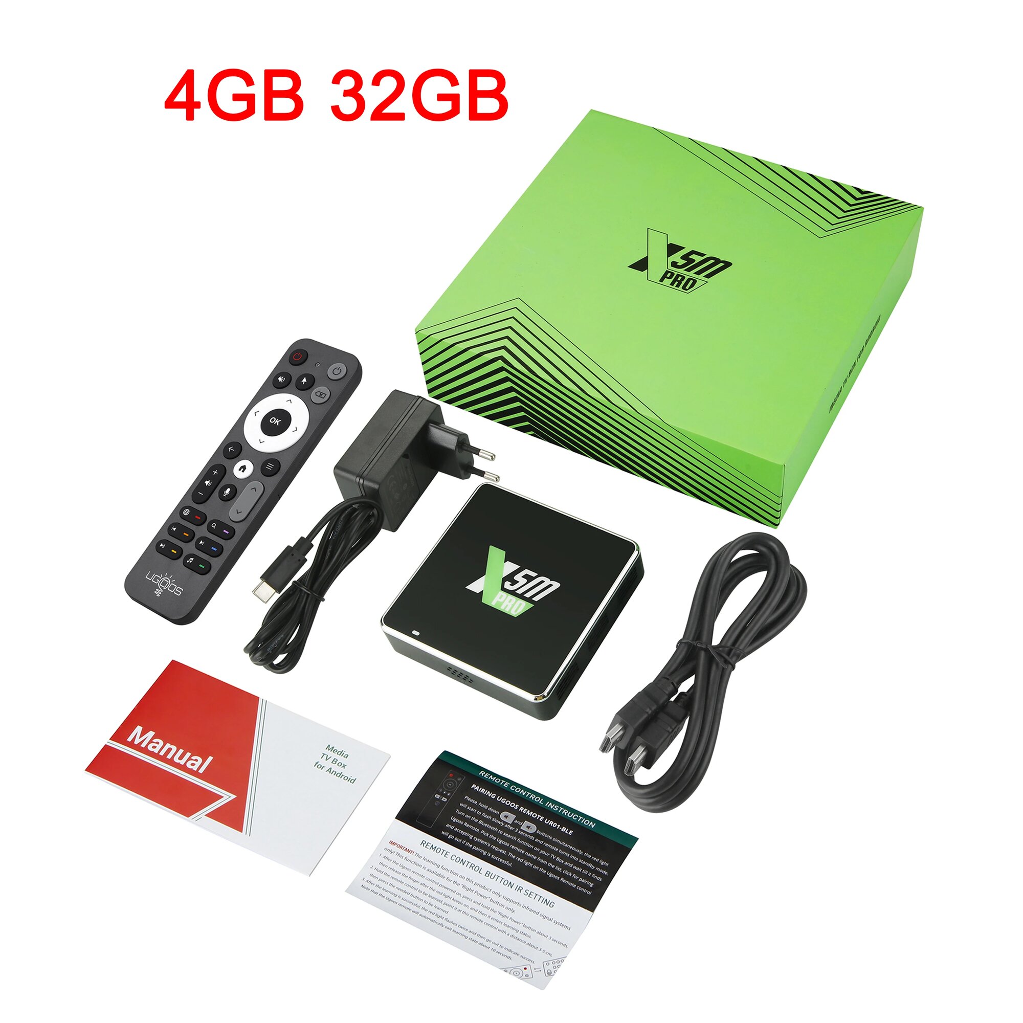 UGOOS X5M PRO ТВ приставка Android 14 Европейская вилка (EU Plug), X5M PRO 4GB 32GB