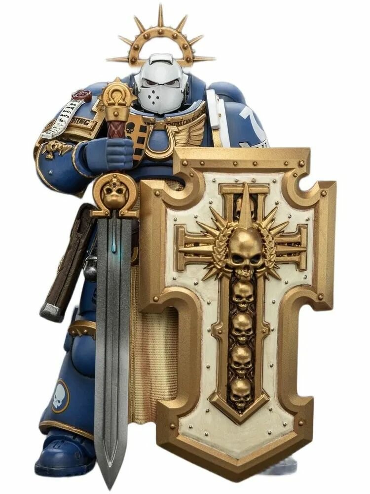 Подвижная фигурка Warhammer 40K Ultramarines Levantus with Power Sword, Stormshield and Bolt Pistol, Игры для персонажей Коллекция подарков на день рождения