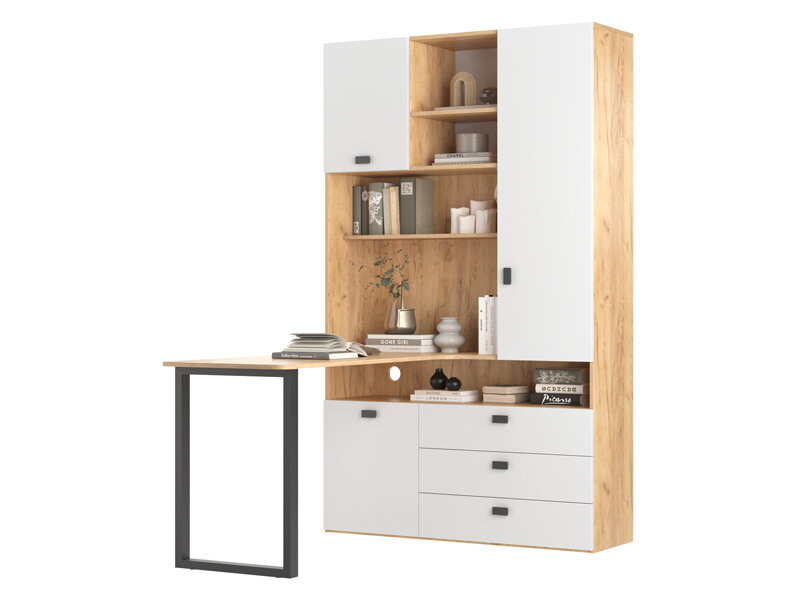 Компьютерный стол "Дилар 6" 150/120х200х55/40 Дуб крафт золотой / Лотос