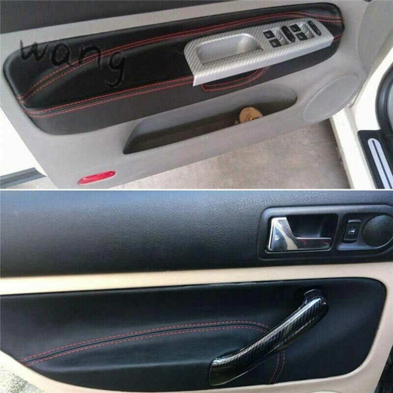 Крышка дверной панели с левым рулем для VW Golf 4 MK4 Jetta 1998-2005 Наклейка на панель подлокотника двери автомобиля Накладка черная с красным