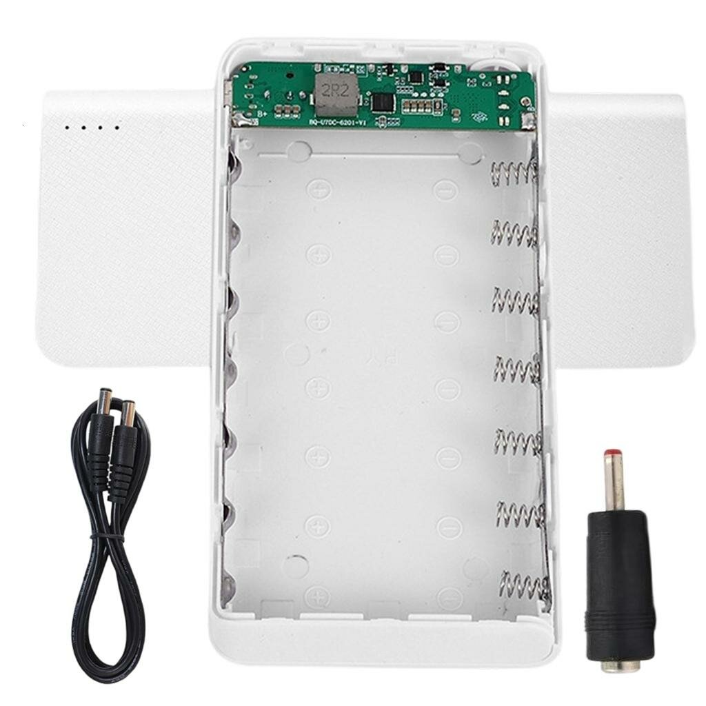 Зарядный кейс для 18650 аккумуляторов, Белый - С адаптером 3,5x1,35 мм.