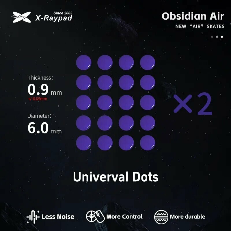 Ножки для мыши (глайды) X-Raypad Obsidian Air DIY Mouse Skates Universal D6.0mm Dots, универсальные, 0.9мм, D 6.0мм, 40шт