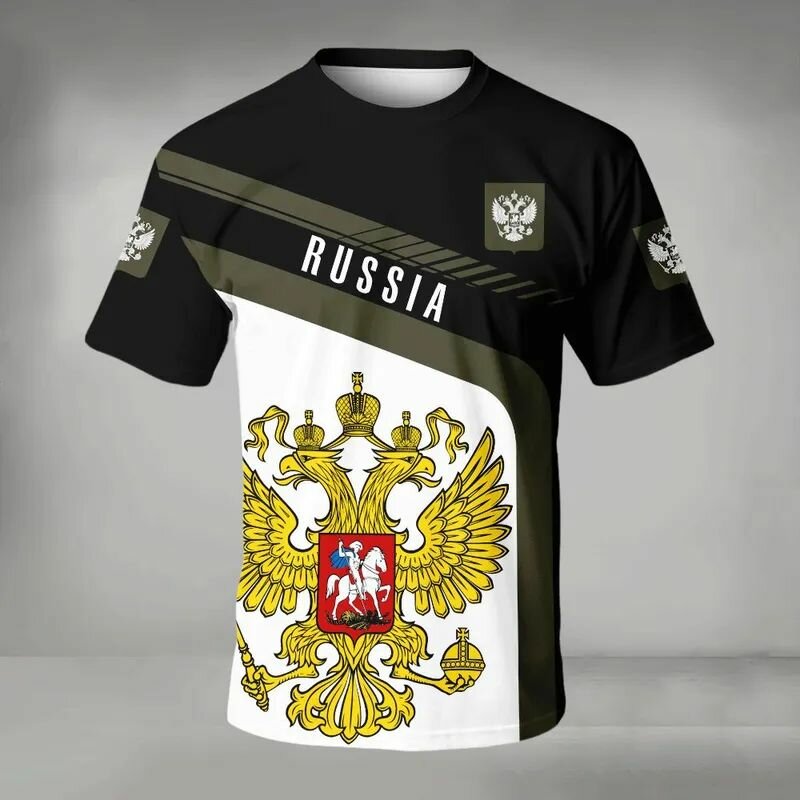 Мужская футболка Russia с гербом и флагом