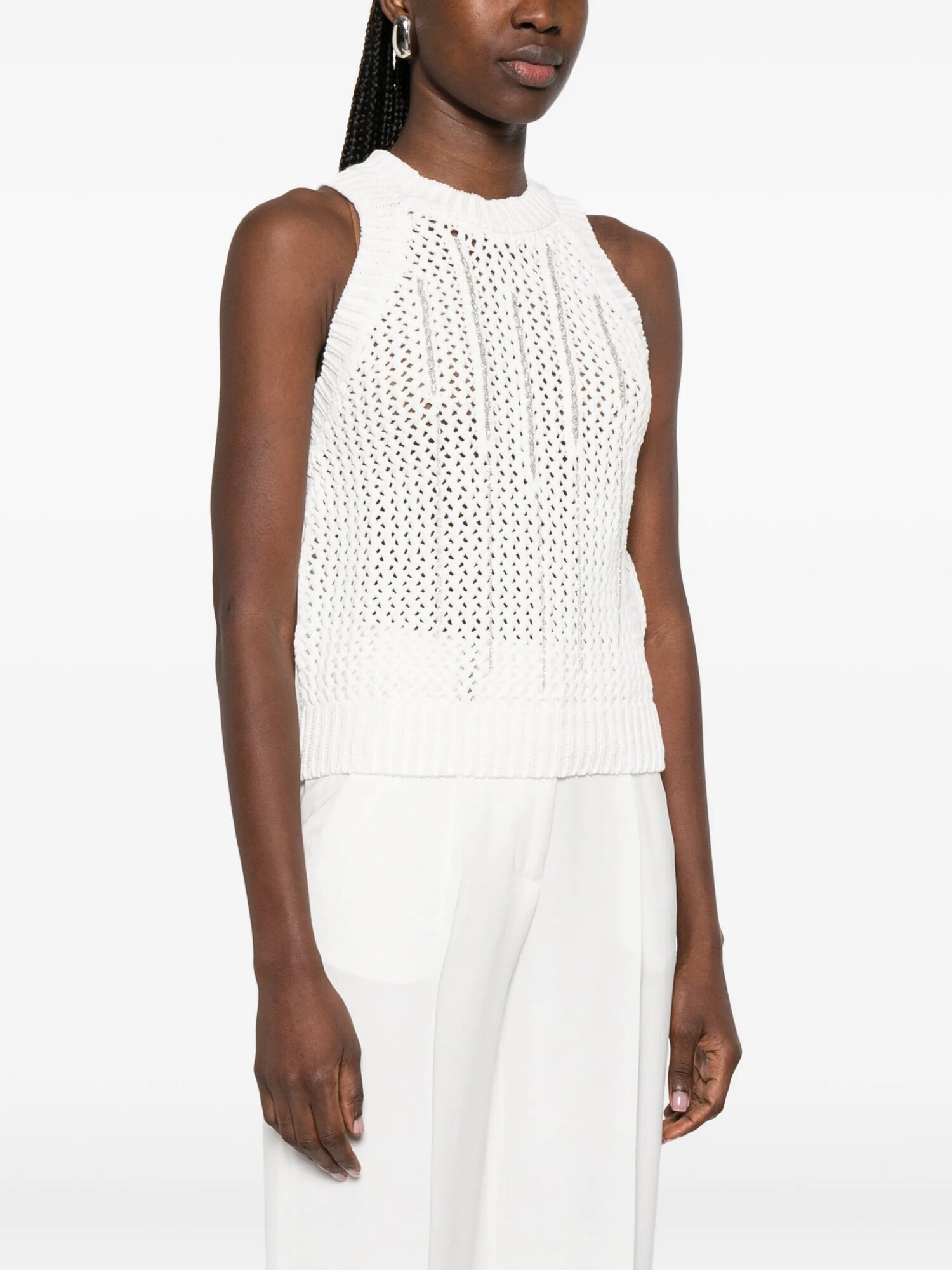 Жилет PESERICO Open-knit vest, размер 42, бежевый/белый — фото 1