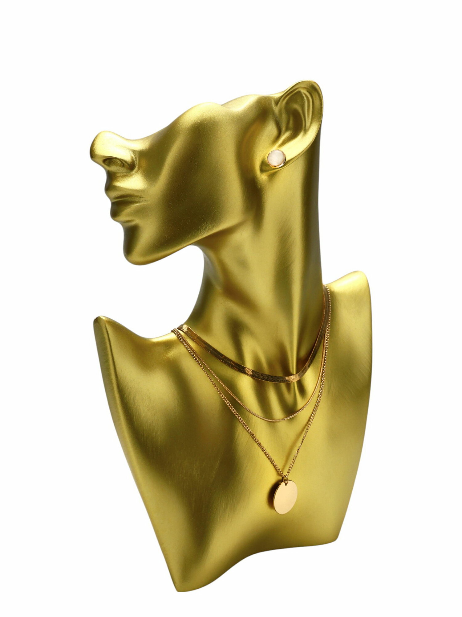 Бюст для украшений "QF. Половина лица", отверстие под серьгу, 18x5x28 см, цвет золото