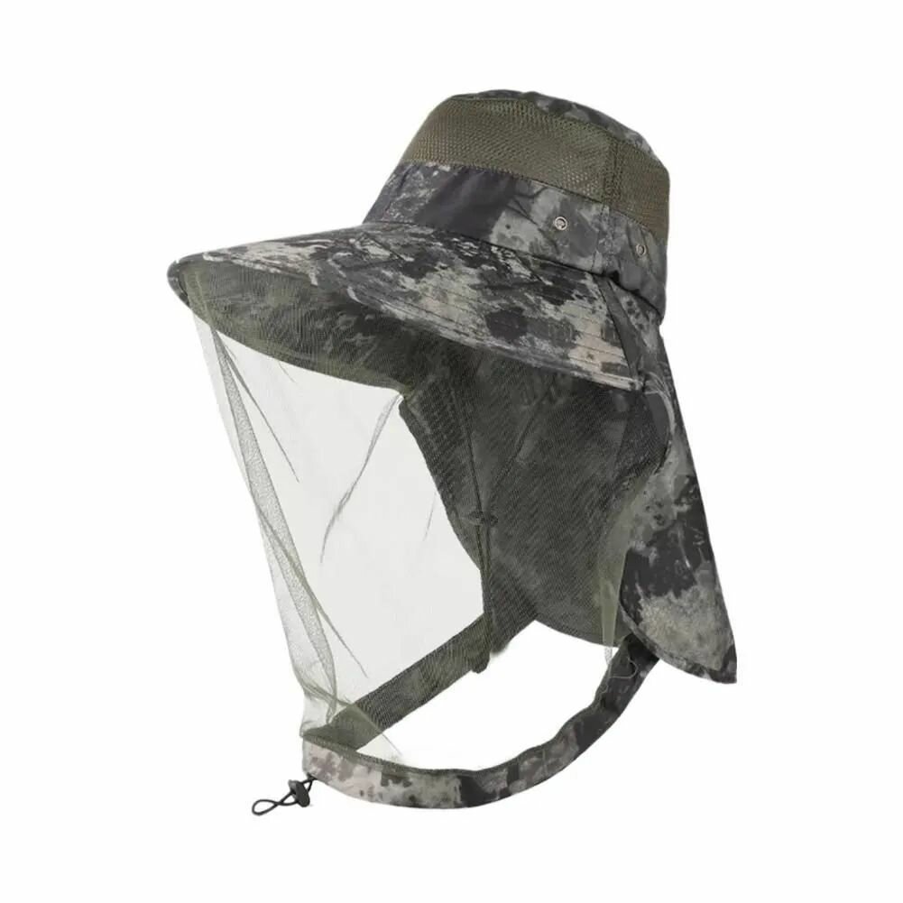 Антимоскитная камуфляжная шляпа, джунгли/Москитная шляпа от комаров накомарник противомоскитный