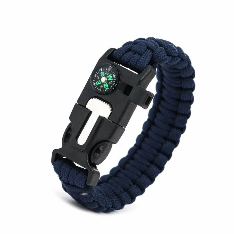 (1шт) Многофункциональный браслет для выживания с компасом "Пять в одном"-темно-синий
