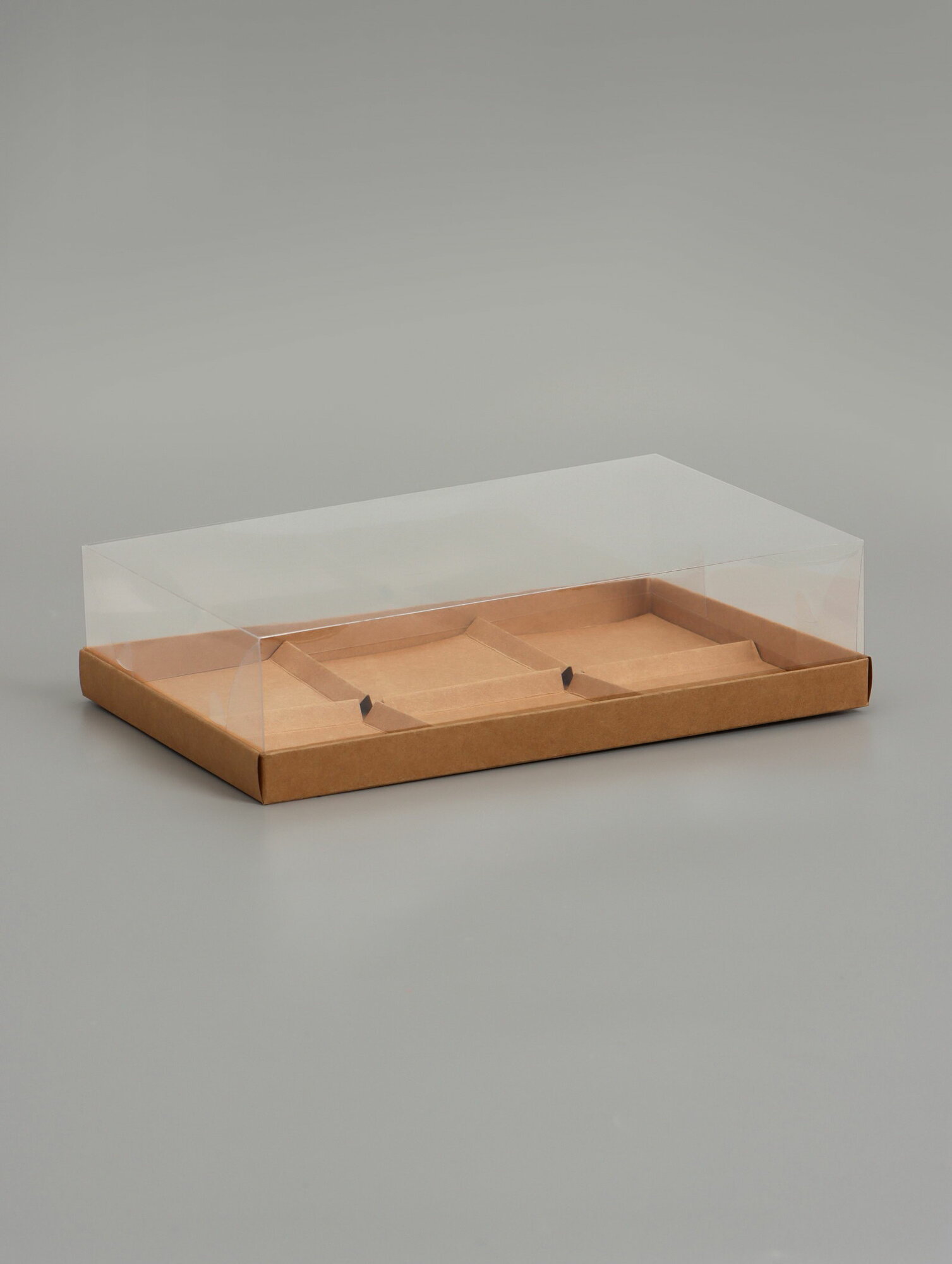 Коробка для муссовых пирожных 6 штук, 26x17x6 см, крафт, вид еды: для десертов