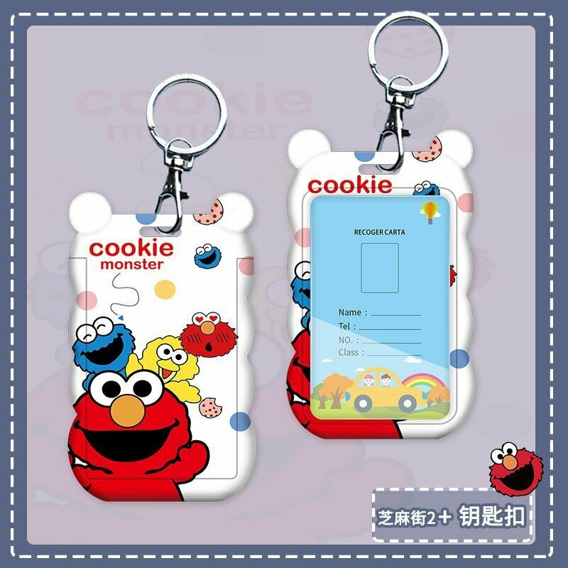 Держатель для карт с мультяшным Улицей Сезам, держатель для студенческого удостоверения, держатель для карт доступа в автобус и метро с шнурком для детского сада