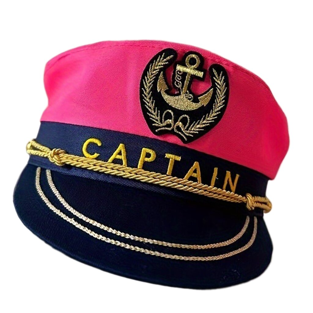 Темно-синяя шляпа, плоский цилиндр, капитанская фуражка-розовый