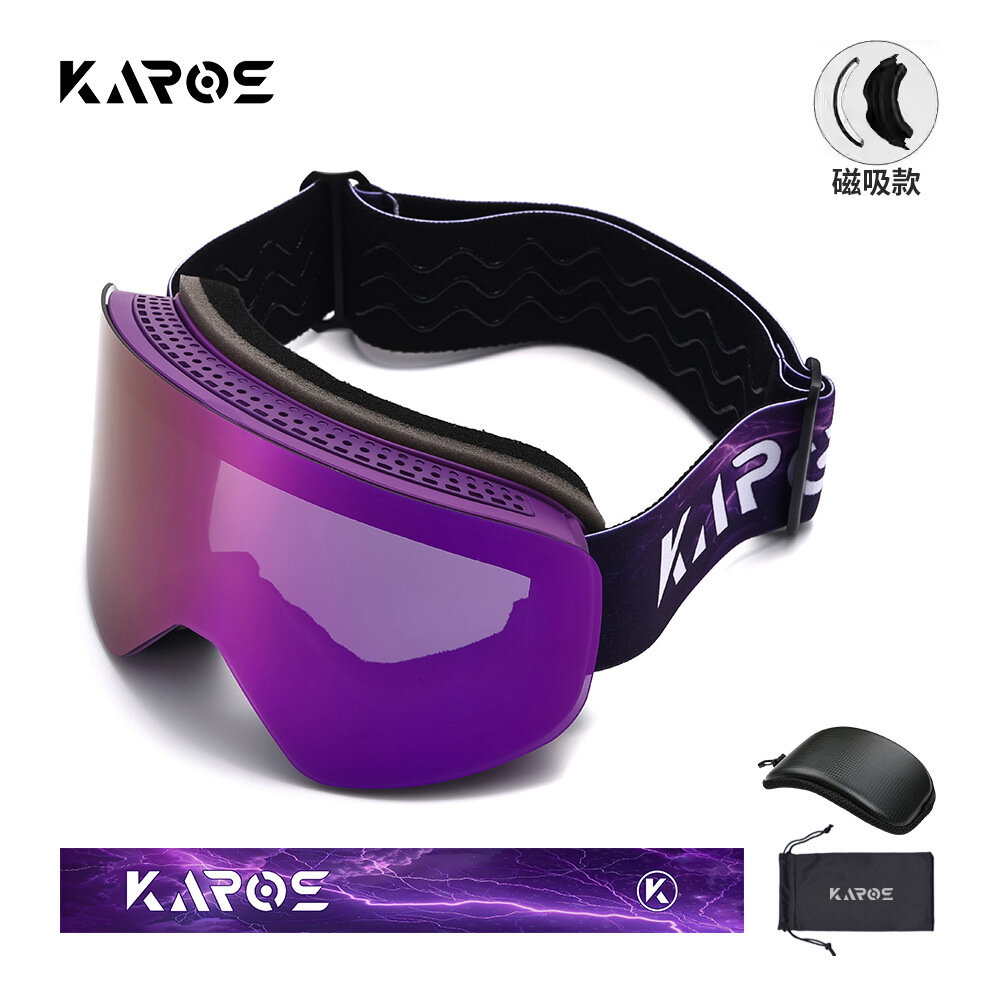 2026KAROS Лыжные очки с магнитным быстрым снятием, антизапотевающие, защитные очки для снега, УФ-защита, для близоруких, носимое оборудование HD унисекс