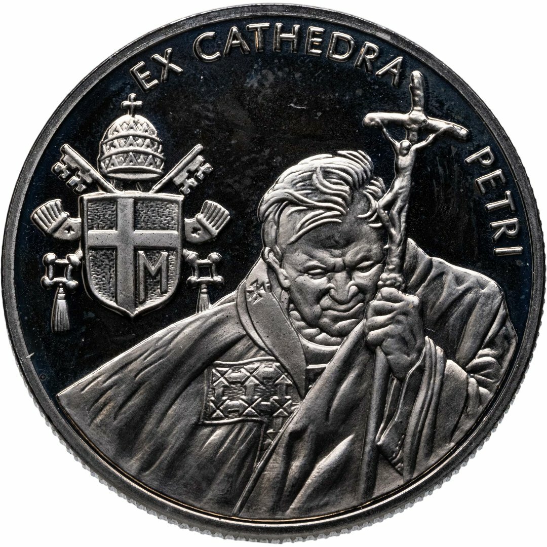 Мальтийский орден 10 лир 2005 "Иоанн Павел II - Ex cathedra petri, крест", Мельхиор медь-никель, в сохранности Proof