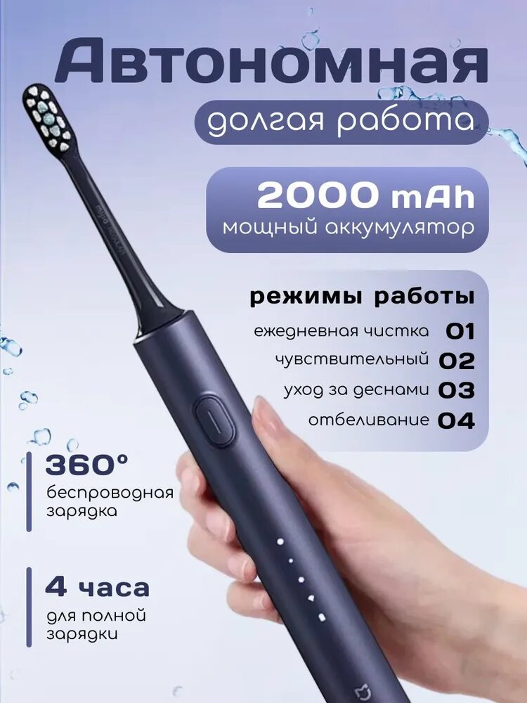 Умный гаджет Xiaomi зубная щетка T302 темно-синий, домашнее умное устройство, оригинал