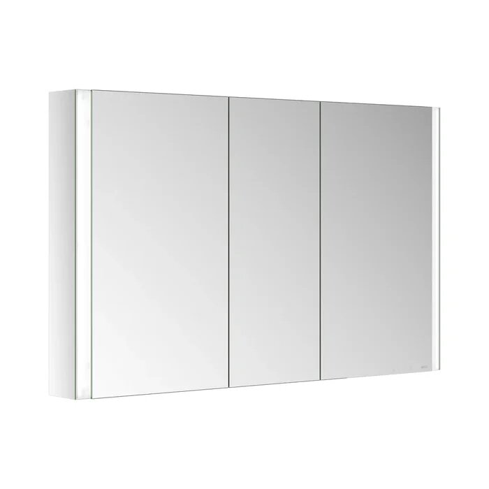 Keuco SOMARIS Зеркальный шкаф 1200x710x128мм 3-дверный-двустор. зеркало, IP 44, с обогревом и плавным закр, корпус: алюминий серебристый цвет: