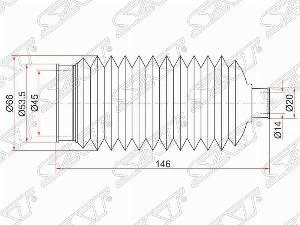 Пыльник рулевой рейки SAT ST-45535-12060 TOYOTA COROLLA/SPRINTER 92-02 LH=RH