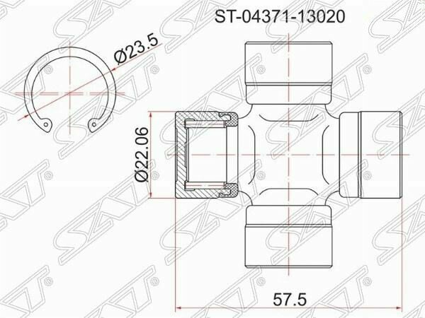 Крестовина SAT ST-04371-13020 кардана TOYOTA NOAH #R##/ST195/ST215/SV35/SUBARU FORESTER SF5 97-02