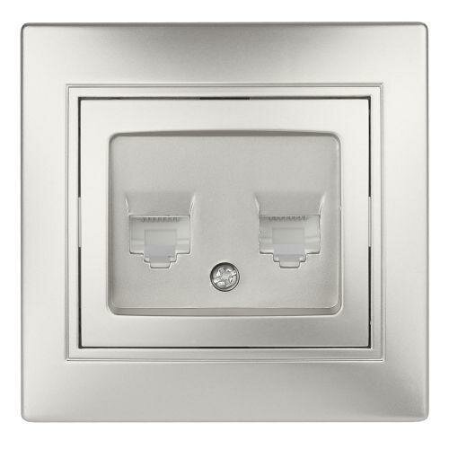 Розетка компьютерная 2-м СП Plano RJ45 алюм. 1-304-03 Intro Б0043243