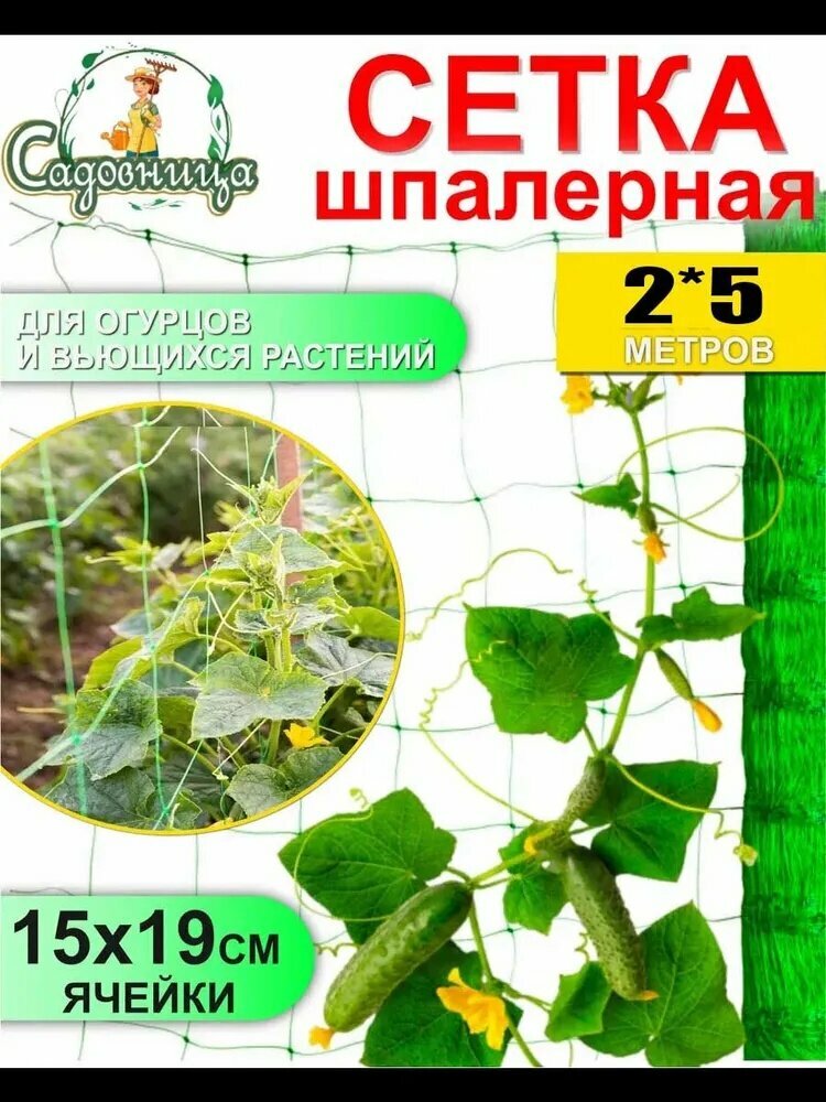 Сетка садовая шпалерная, Полиэтилен,5.2х2.5м