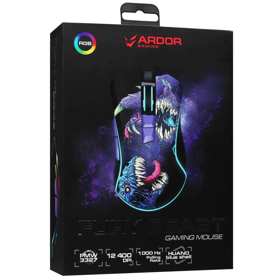 Мышь проводная ARDOR GAMING Fury Beast [ARD-FURY3327-BEAST-PU] фиолетовый