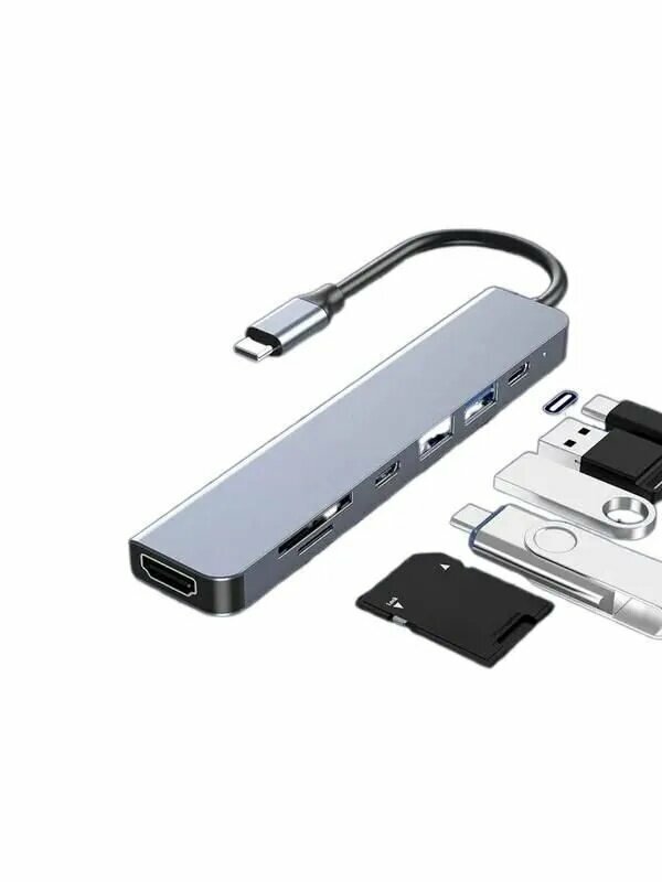Usb Type c Hub 3.0/hdmi type c/Картридер/ Usb концентратор разветвитель 7 в 1