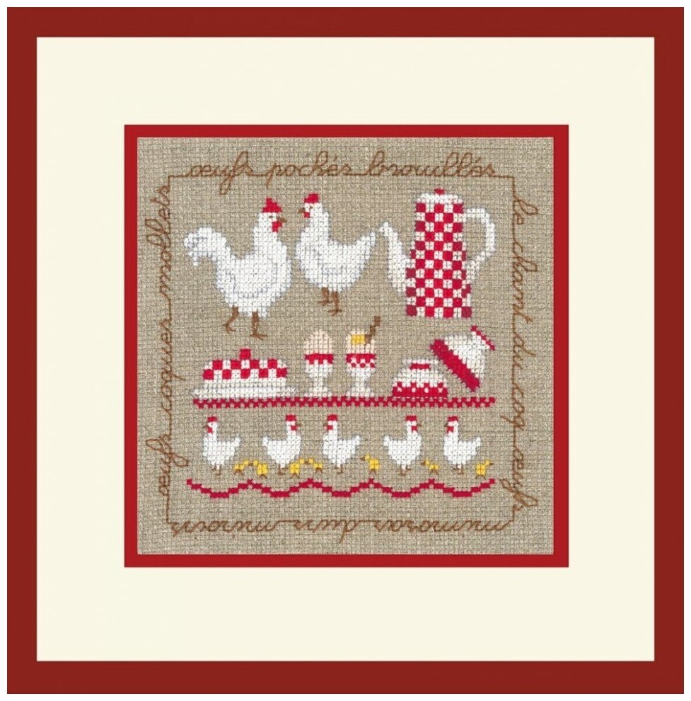 Набор для вышивания Le Bonheur des Dames #2256 Les Poules (Куры), Счетный крест, 11.5 х 11 см