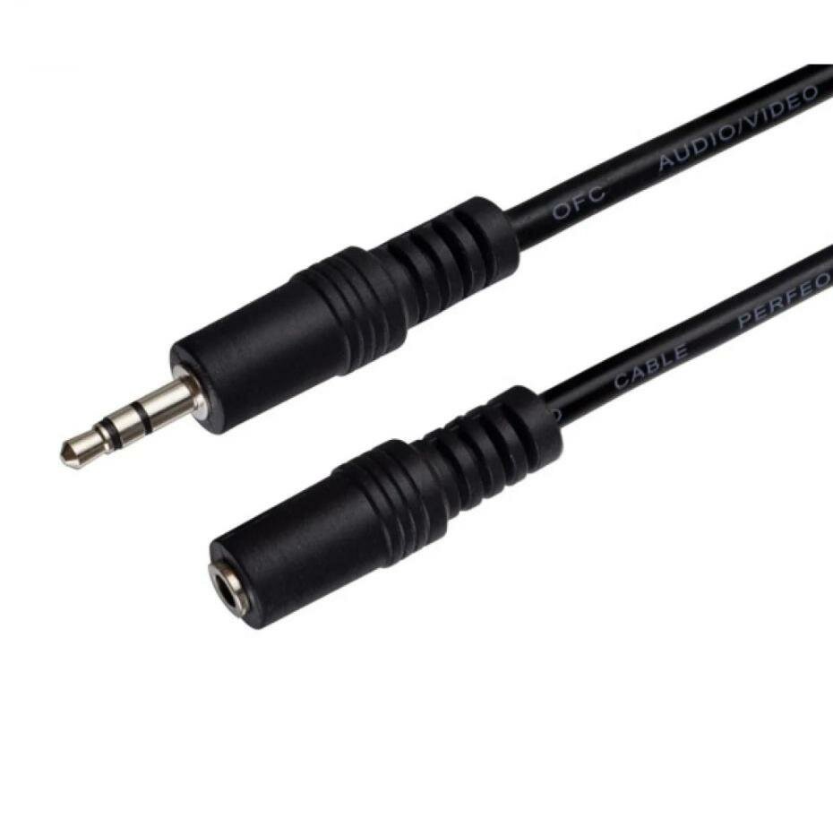 Кабель удлиннитель AUX 3.5mm Perfeo 5m, черный, 1шт.