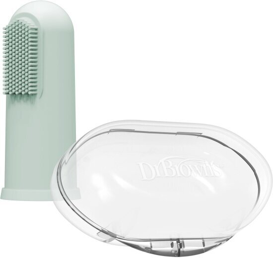 Зубная щетка-напалечник Dr. Brown's HG126 силиконовая с футляром зелёная