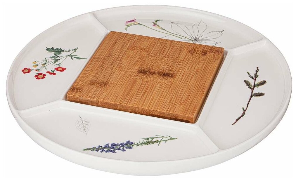 Менажница bronco meadow 32,5*32,5*2 см с деревянной доской15*15*1 см KSG-474-138