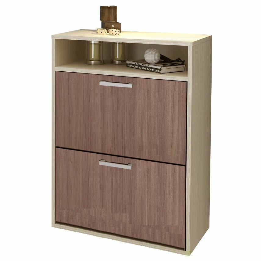 Обувница для прихожей гардеробной напольная 60см Ясень шимо темный/светлый - СМ1153 Спасибо-Мебель