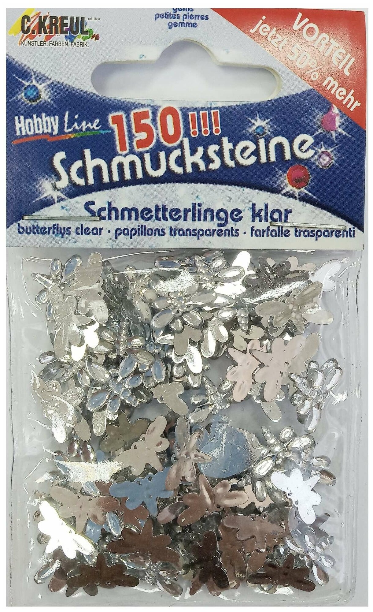 Cтразы "Бабочка", прозрачные, 150 шт