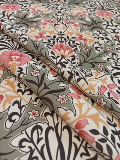 Ткань для штор, мебели и покрывал Марбелла 077 цвет 63, Уильям Моррис Цветы, бархат печатный