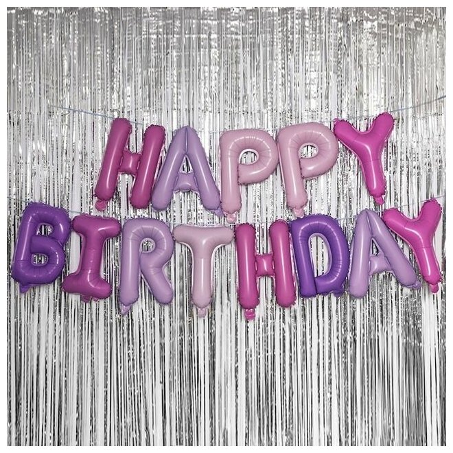 Шар-растяжка Happy Birthday для девочки