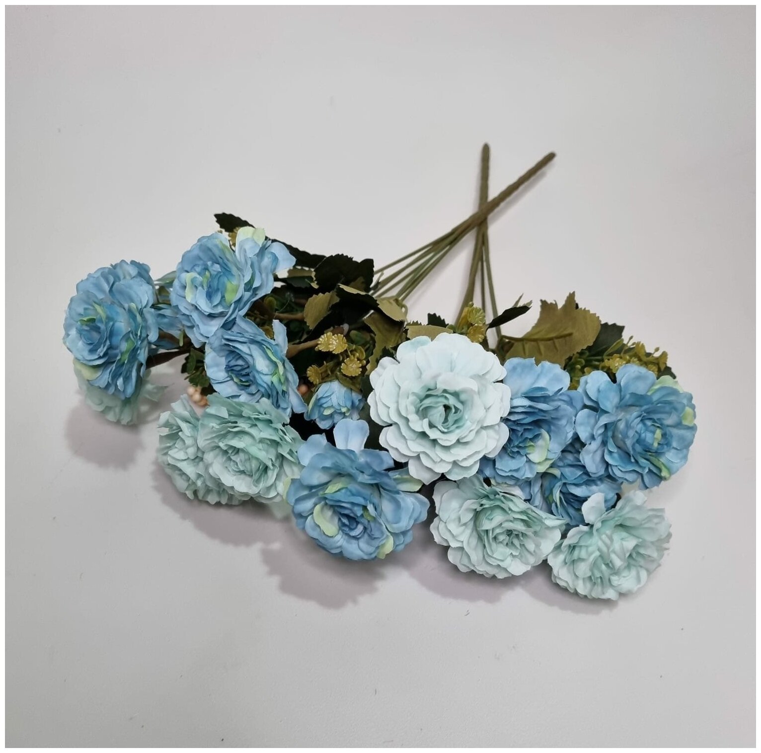 Искусственные цветы. Пионовидные розы. Цвет голубой. Набор 2 букета.