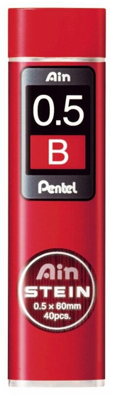 Pentel' грифели для автоматических карандашей Ain Stein 0.5 мм, набор 40 шт в тубе цвет C275-2BO 2B (в ассортименте) - 1 шт.