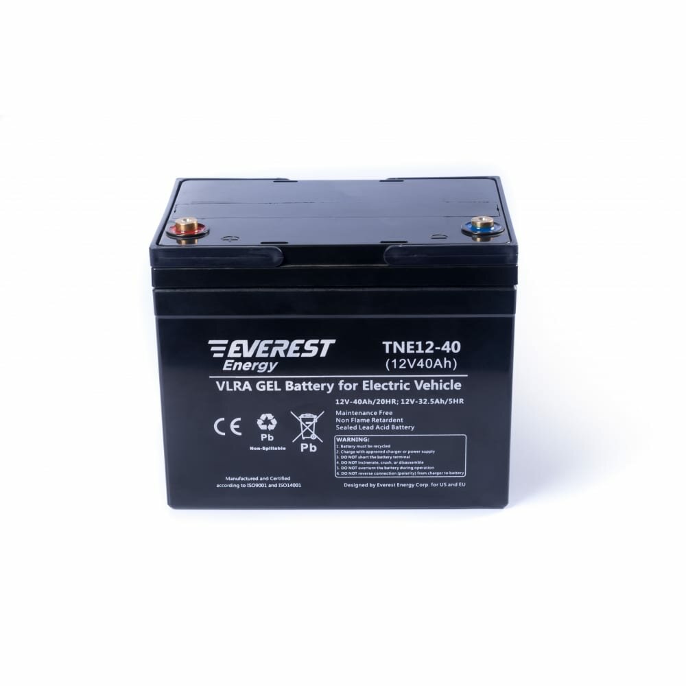 Тяговая аккумуляторная батарея EVEREST Energy TNE 12-40, гелевая, 40 Ач, 12В