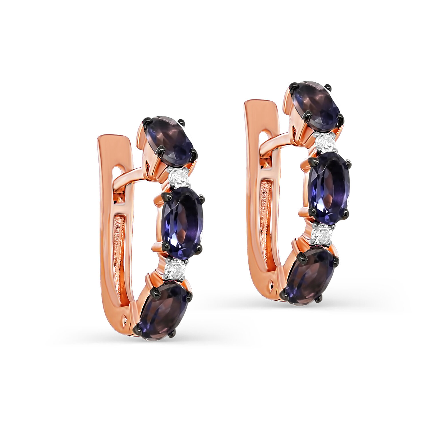 Серьги, красное золото, 585 проба, бриллиант