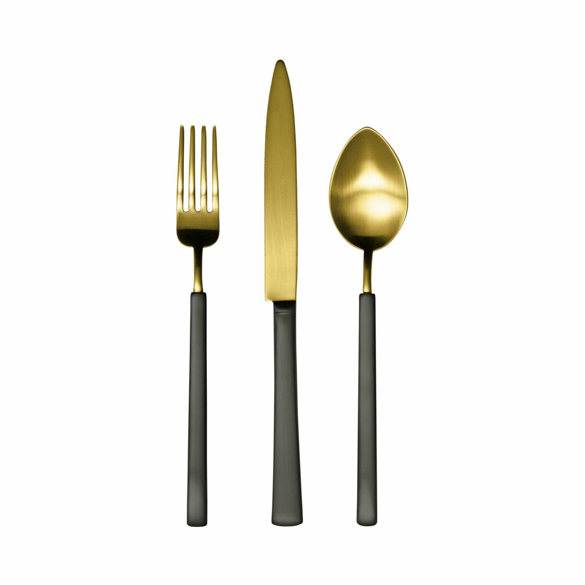 Столовые приборы Herdmar VINTAGE MAT ANTHRACITE GOLD 98, сталь 18/10, цвет матовый темно-серый и золото, 24 шт. (6 ложек + 6 вилок + 6 ножей + 6 чайных ложек) подарочная коробка