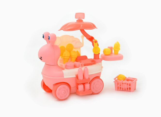 Игровой набор передвижной киоск со сладостями "Улитка" розовый, 21 см