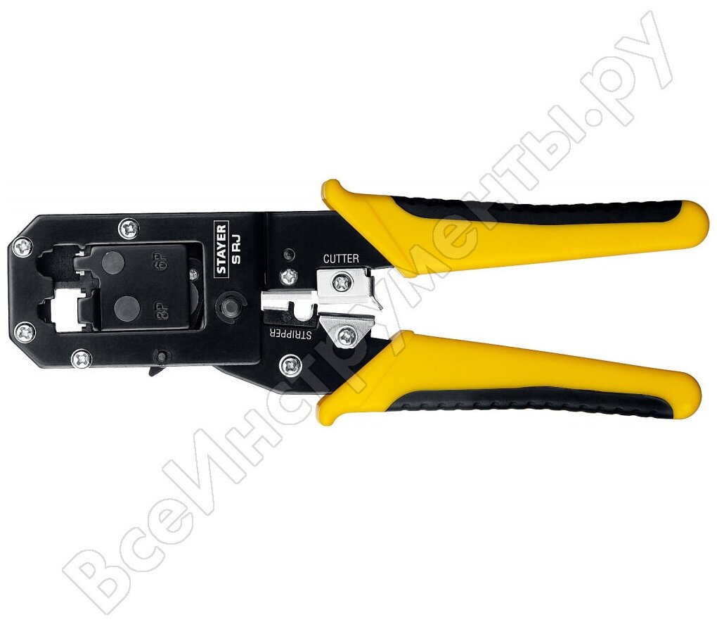 Универсальный кримпер Stayer Professional RJ45, RJ11/RJ12 22652, электромонтажных работ