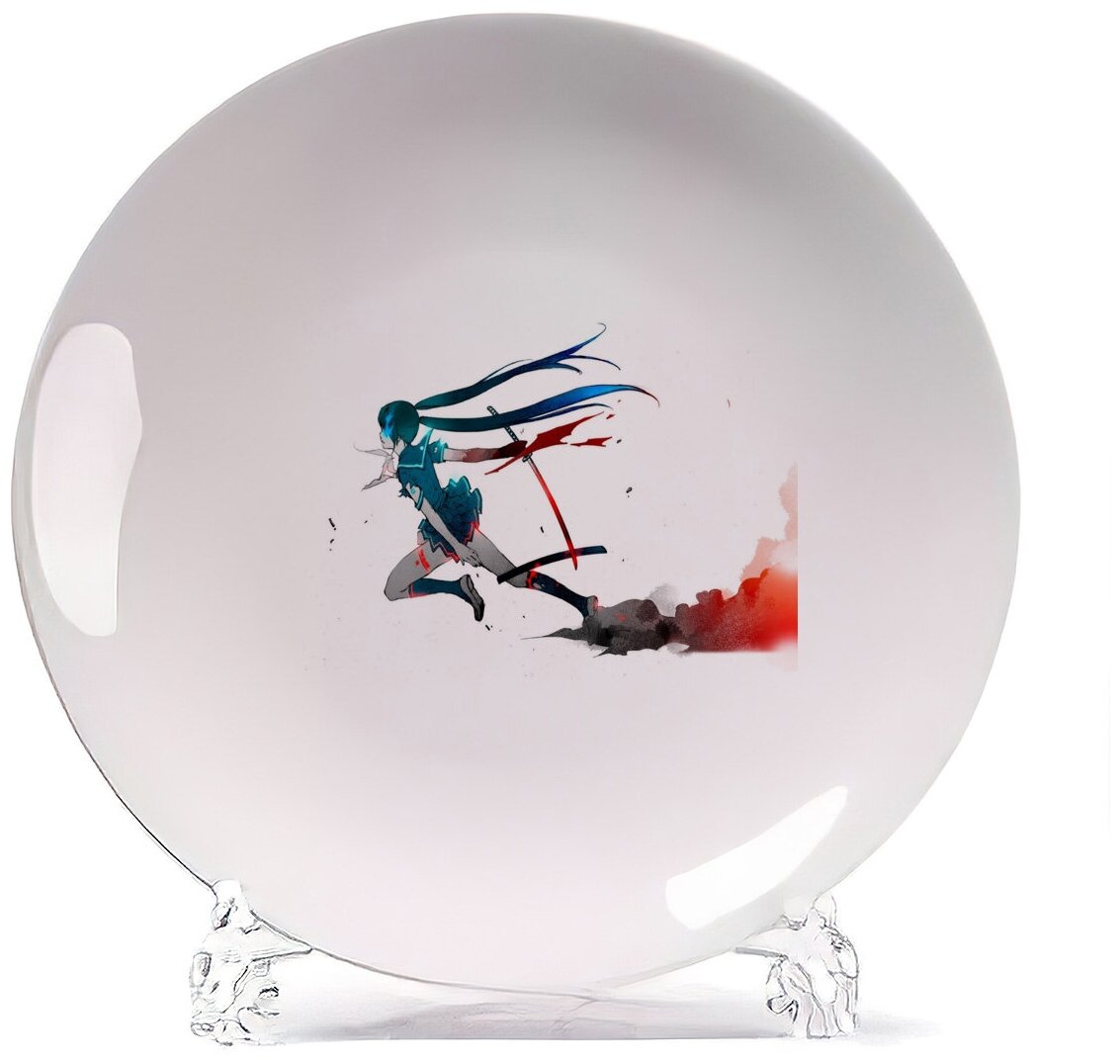 Тарелка Аниме Девушка с катаной белый фон