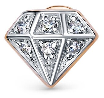 Пирсинг, красное золото, 585 проба, родирование, бриллиант