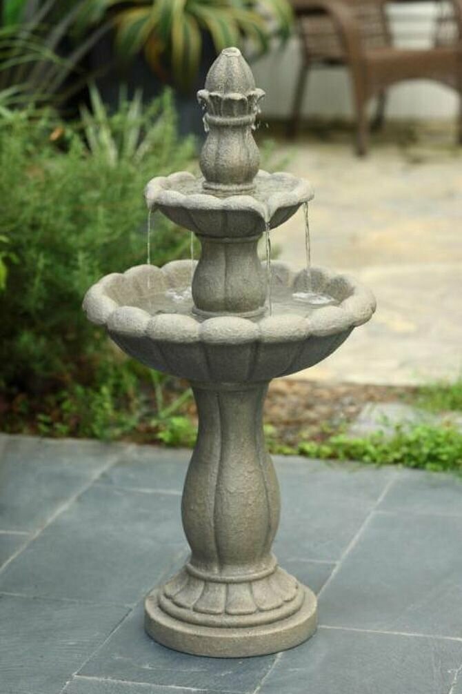 Фонтан садовый Waterfall "Кувшинка", полистоун и цемент, 99x49 см