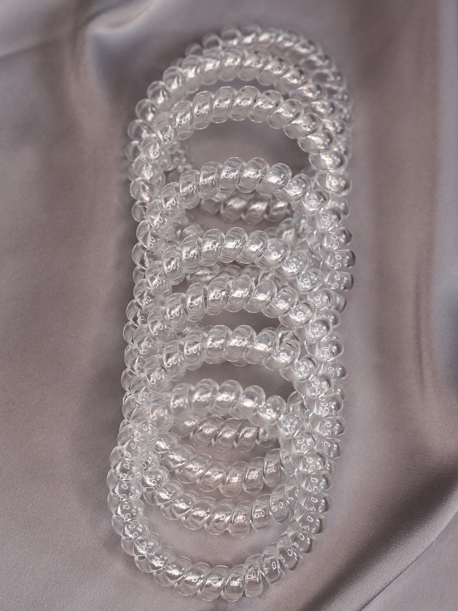 Набор резинок для волос Пружинка-Льдинка 8 шт. силиконовая прозрачная спиралька женская для девочек, 5.5см.