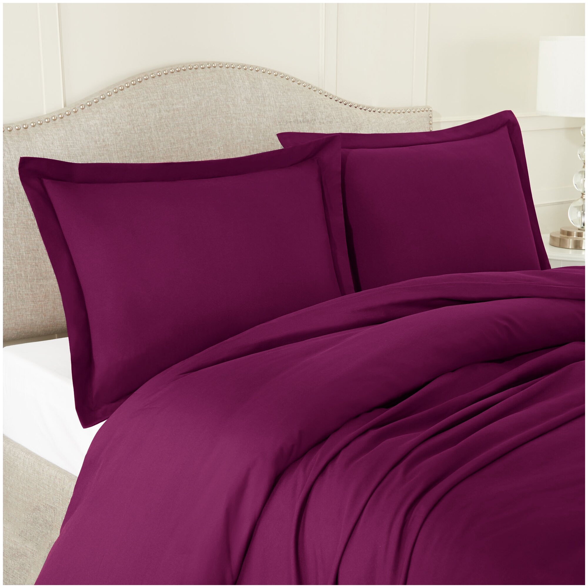 Наволочки с ушками из сатина LSO-010 фиолетовый Elin (фиолетовый), Наволочка 70x70 (с ушками)