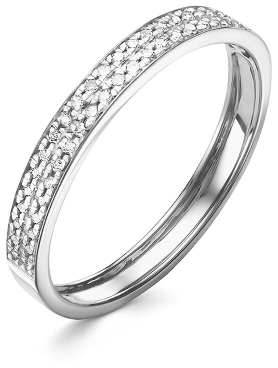 Кольцо дорожка, белое золото, 585 проба, родирование, бриллиант