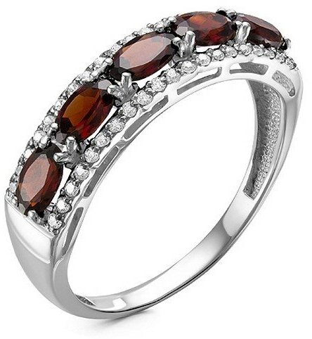 Кольцо, серебро, 925 проба, родирование, фианит, кристалл